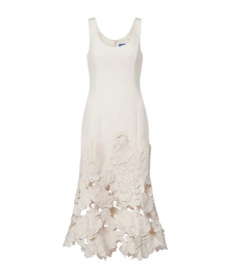 LEO Floral-appliqué Midi Dress