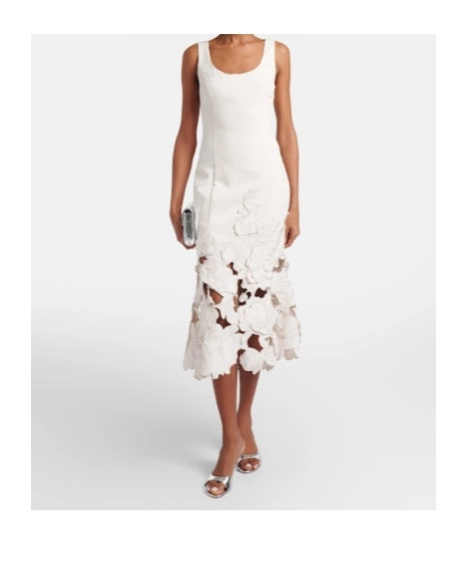 LEO Floral-appliqué Midi Dress