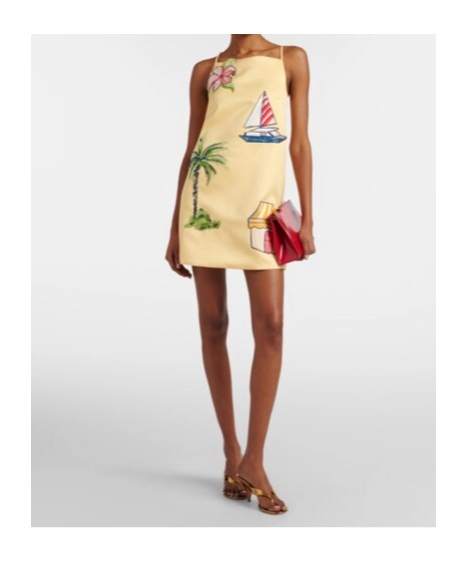 LEO Leia Beaded Patch-appliqué Minidress