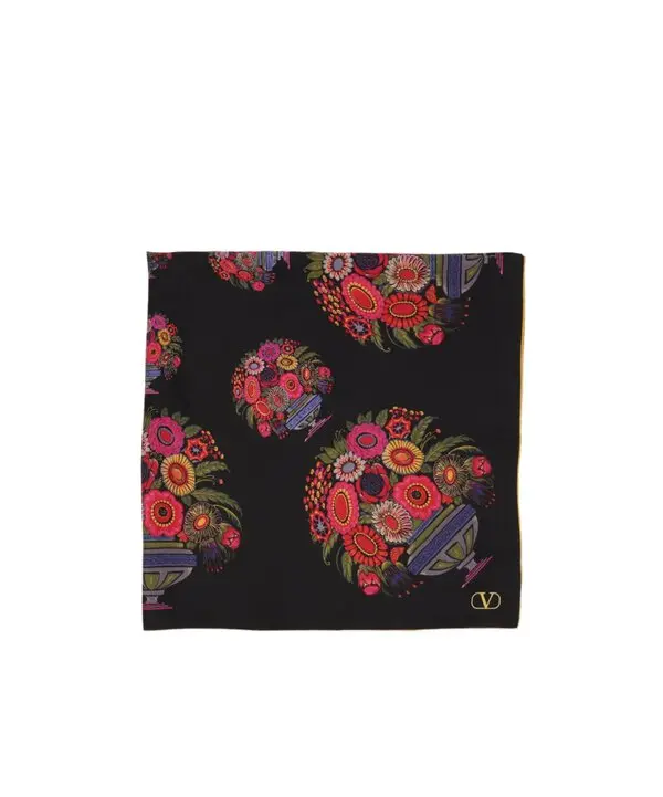 Valentino Garavani Papier Floral Silk Scarf - Black