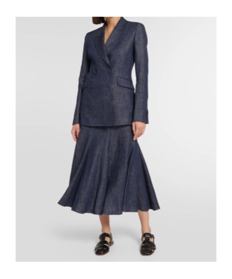 Gabriela Hearst Denim-blue Linen Maxi Skirt - Black