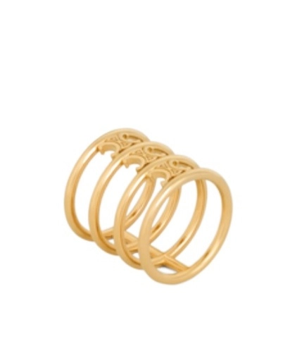 Celine Triomphe Cage Ring In Brass With Gold Finish