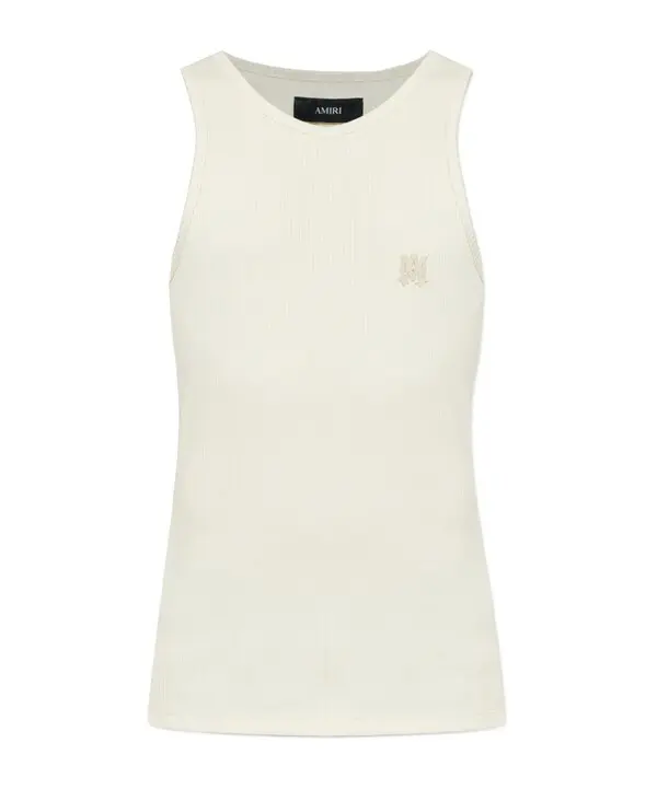 Amiri Logo Patch Ribbed Top - Cream