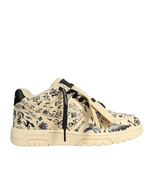 Off-White Out Of Office Graphic-print Leather Sneakers - Nude
