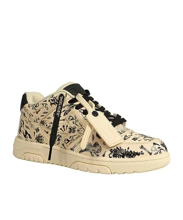 Off-White Out Of Office" Graphic Print Lace Up Sneakers - Nude