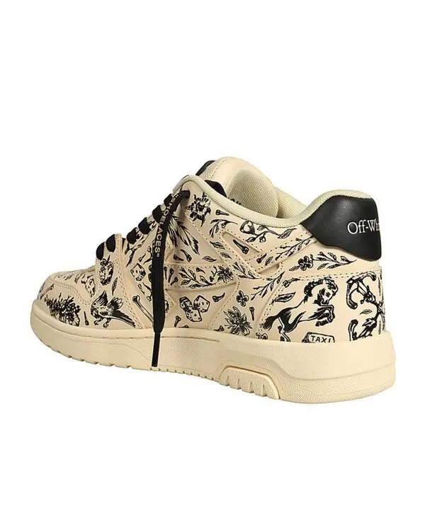Off-White Out Of Office" Graphic Print Lace Up Sneakers - Nude