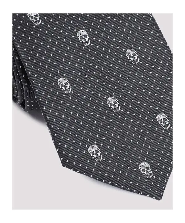 Alexander McQueen Skull Embroidered Tie