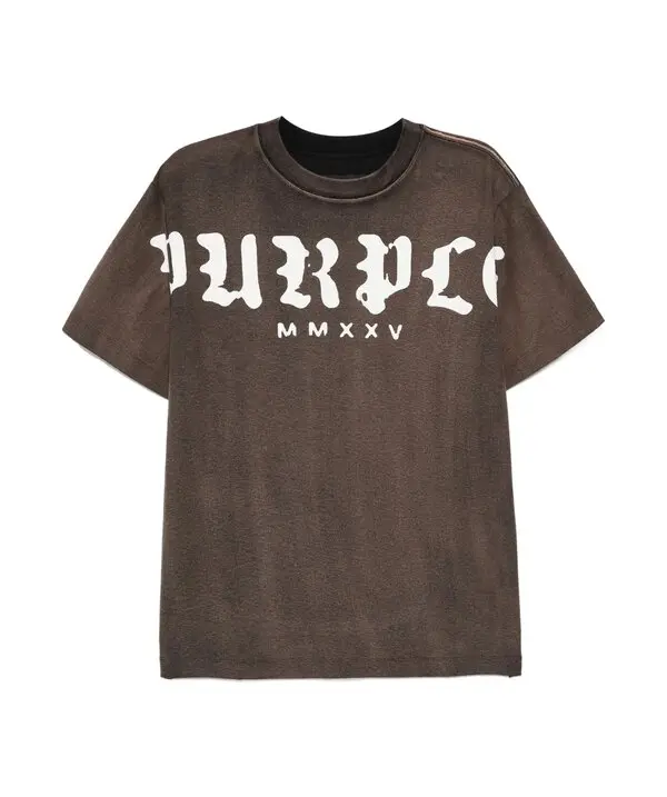 PURPLE BRAND Worn Gothic Wordmark Overdye Tee