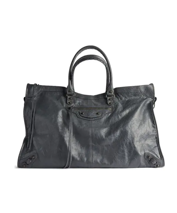 Balenciaga Le City Travel Bag In Volcanic Rock - Black