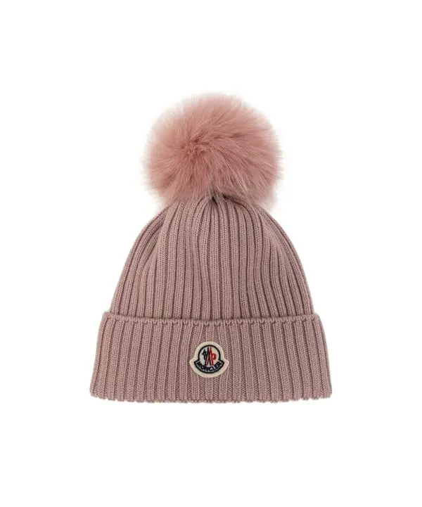 Moncler Pompom Detailed Knitted Beanie - Light Pink