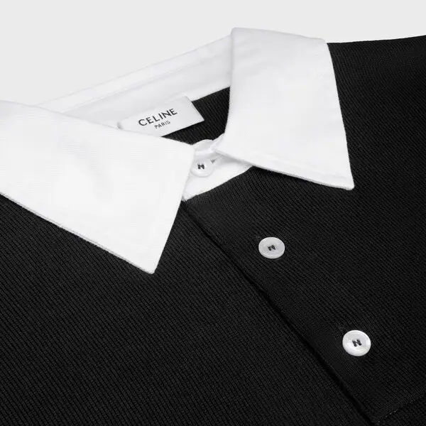 Celine Blason Polo Shirt In Striped Jersey