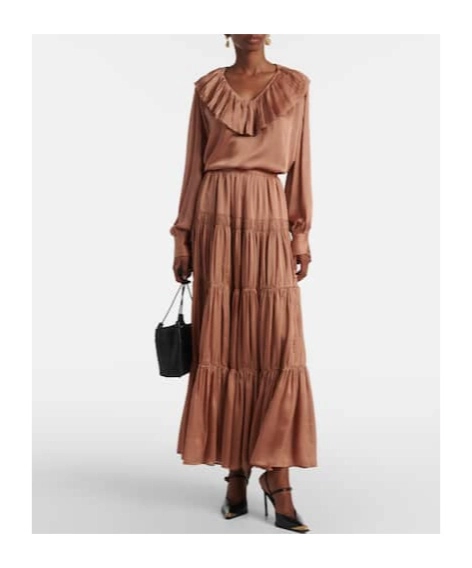 Ulla Johnson Layered Stacked Long Midi Skirt