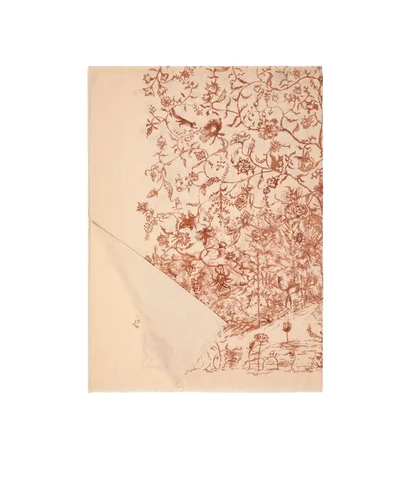 Loro Piana Albero Della Vita Maxi Stole - Beige/bordeaux