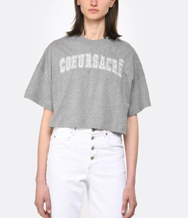 AMI Paris Coeur Sacré Cropped Cotton T-shirt
