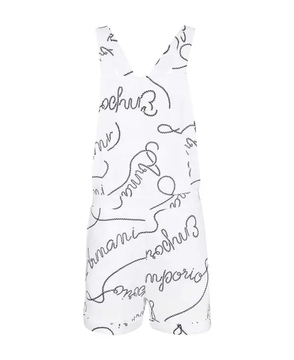 Emporio Armani Sleeveless Playsuit With Logo Print - White