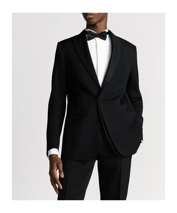 Dior Asymmetrical Shawl Collar Jacket With Oblique Pattern