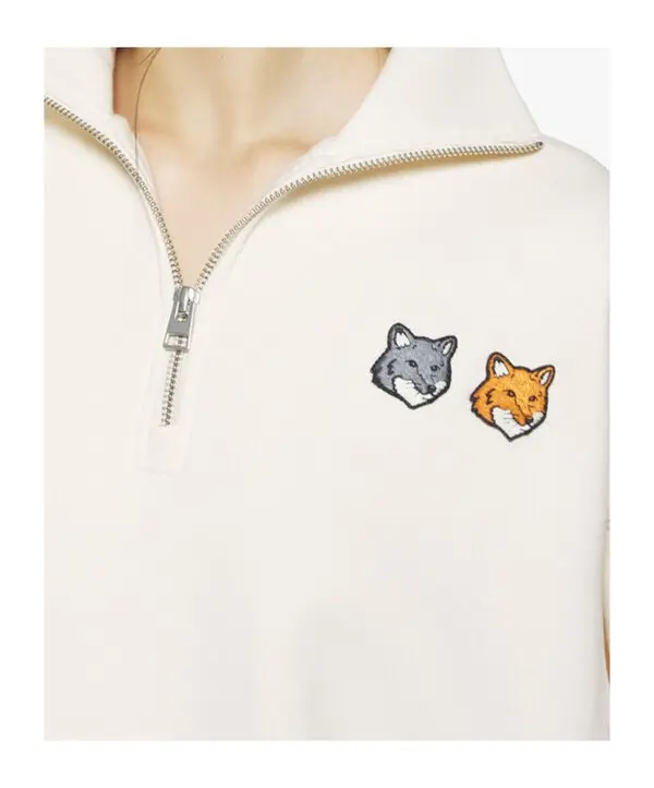 Maison Kitsuné Double Bold Fox Head Half Zip Sweatshirt