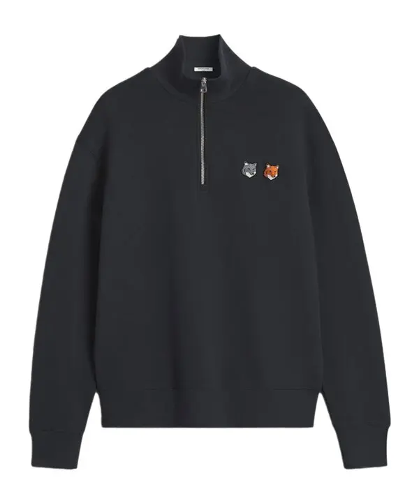 Maison Kitsuné Double Bold Fox Head Half Zip Comfort Sweatshirt - Anthracite