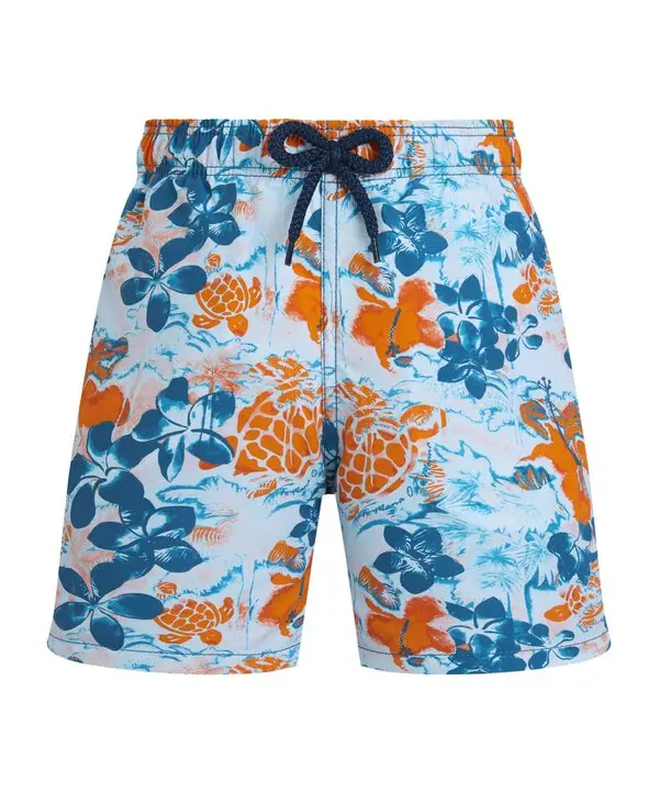 Vilebrequin Multi-coloured Turtle Print Swimming Trunks - Blue