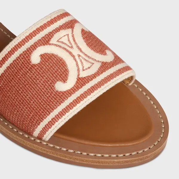 Celine Triomphe Jacquard Canvas And Calfskin Olympia Sandal