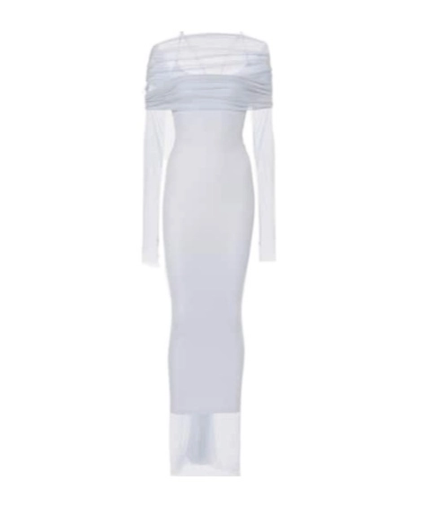 Christopher Esber Off-the-shoulder Tulle Maxi Dress - White