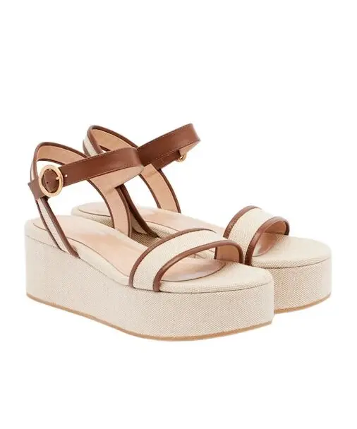 GIANVITO ROSSI Solid Color Leather Sandals - Nude