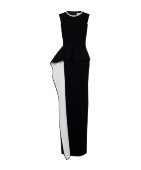 Roland Mouret Embellished Peplum Satin Crêpe Gown - Black
