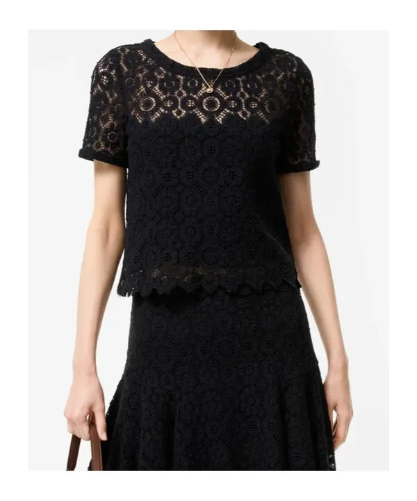 Burberry Short-sleeve Floral Lace Blouse