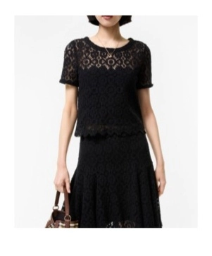 Burberry Short-sleeve Floral Lace Blouse