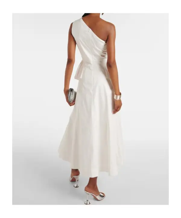 Roland Mouret One-shoulder Cotton Poplin Midi Dress