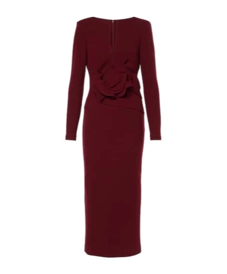 Roland Mouret Floral Wool Crepe Midi Dress - Brown