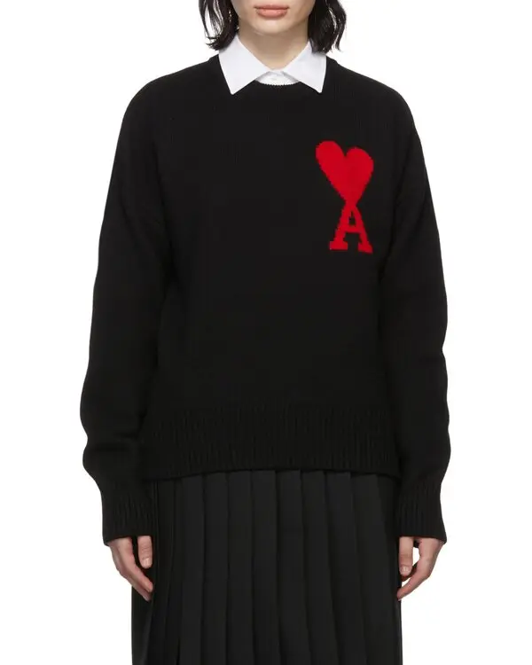 AMI Paris Logo Intarsia Crewneck Knitted Jumper