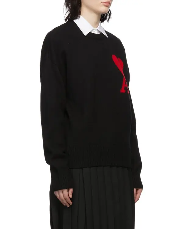 AMI Paris Logo Intarsia Crewneck Knitted Jumper