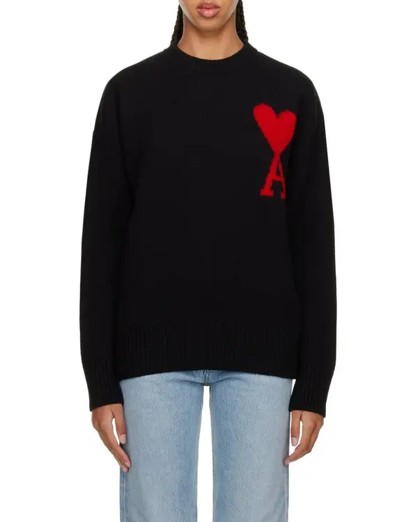 AMI Paris Logo Intarsia Crewneck Knitted Jumper