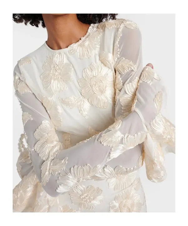 ROTATE BY BIRGER CHRISTENSEN Floral Appliqué Mesh Dress