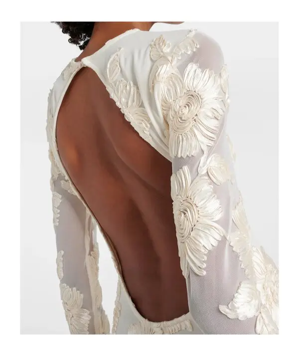ROTATE BY BIRGER CHRISTENSEN Floral Appliqué Mesh Dress