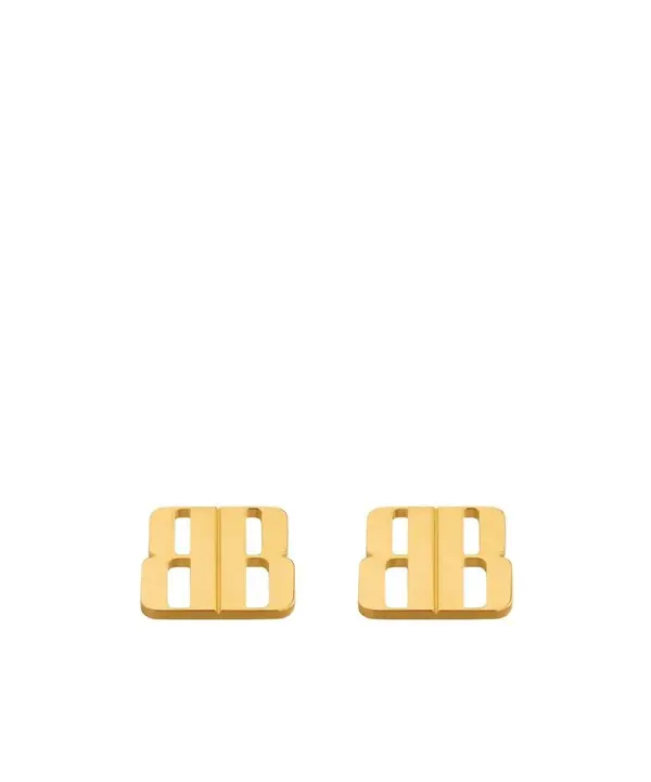 Balenciaga Nano Bb Logo Stud Earrings - Gold