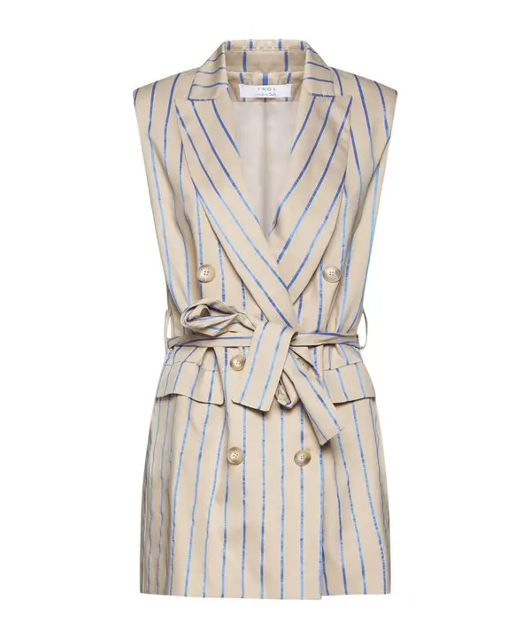 KAOS Long Double Breasted Sleeveless Striped Vest