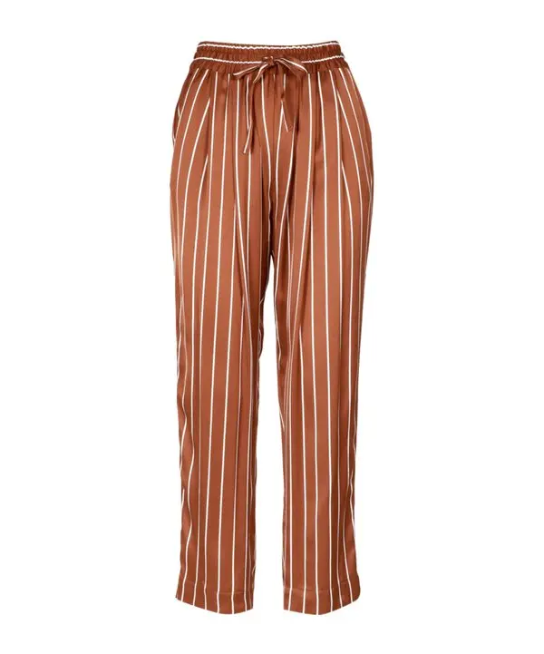 SEMICOUTURE Keza Striped Straight-leg Trousers - Brown