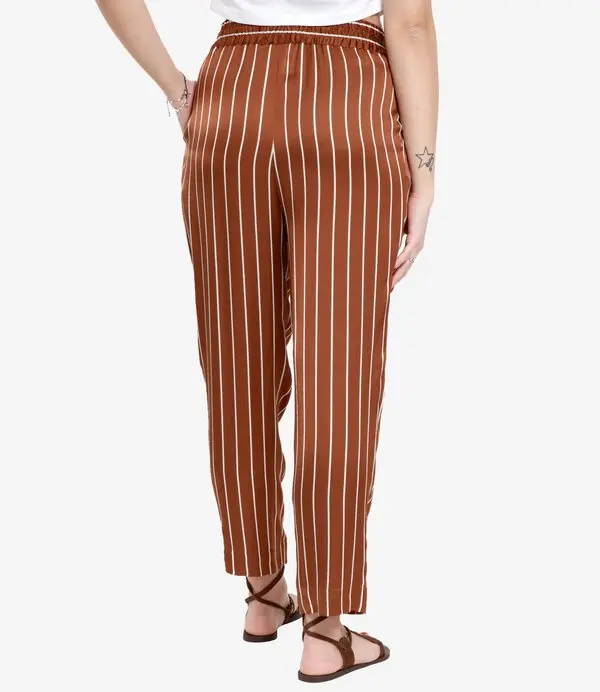 SEMICOUTURE Keza Striped Straight-leg Trousers - Brown