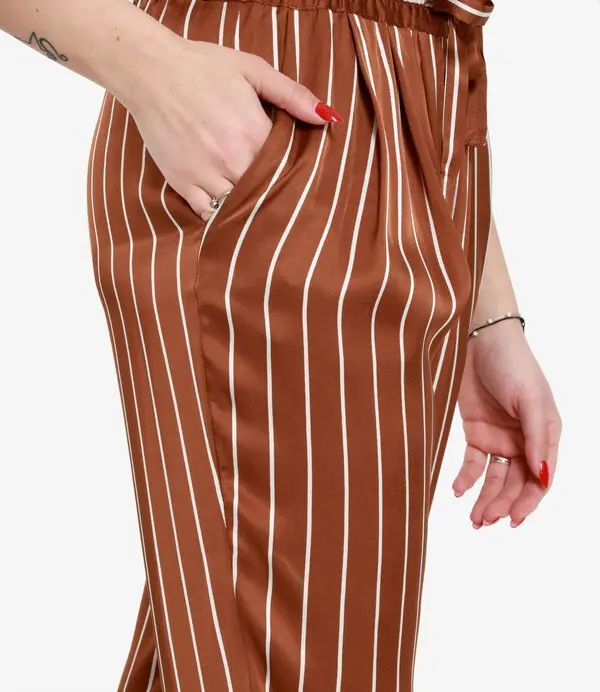 SEMICOUTURE Keza Striped Straight-leg Trousers - Brown