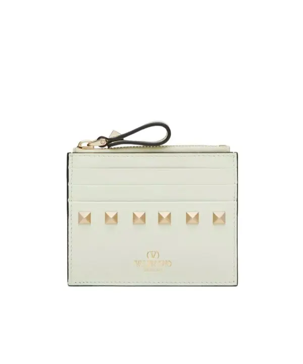 Valentino Garavani Rockstud Zip Card Case - Meadow Fog