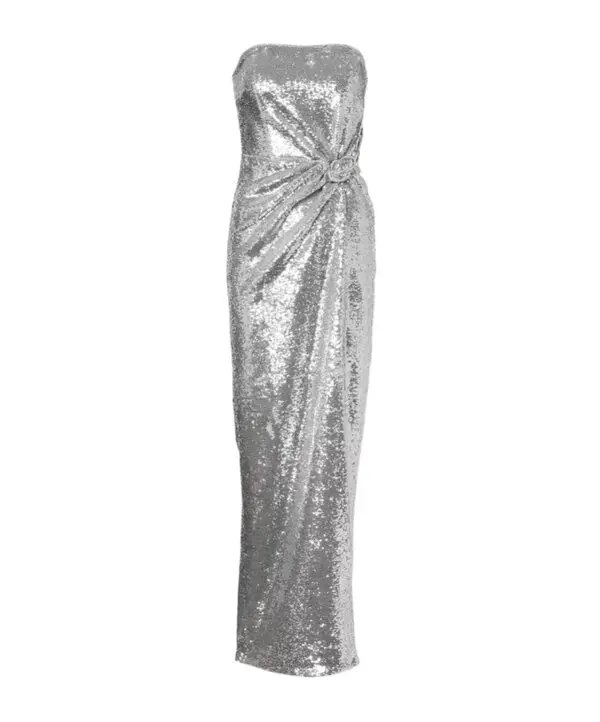 Roland Mouret Buckle-detail Sequined Strapless Gown