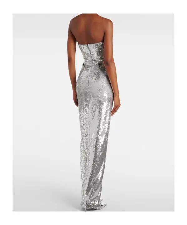 Roland Mouret Buckle-detail Sequined Strapless Gown
