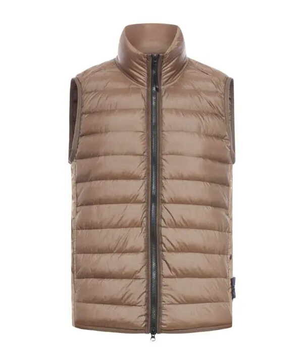 Stone Island High Neck Quilted Gilet - Brown