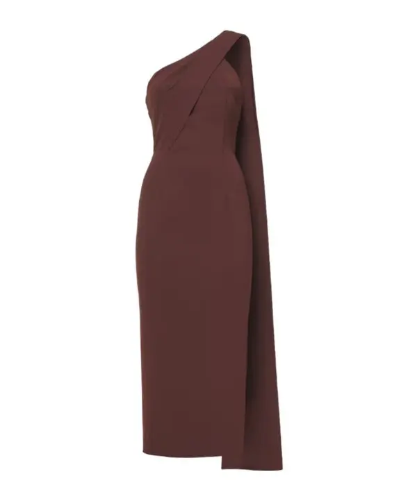 Roland Mouret Asymmetric Cady Midi Dress - Brown