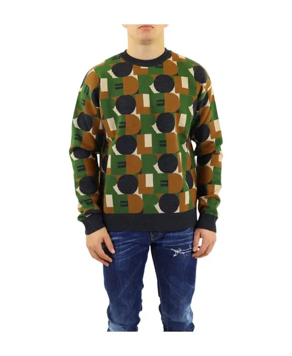 Drole De Monsieur Round Collar Long Sleeve Sweater