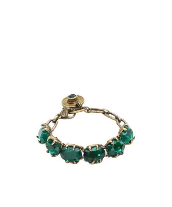Gucci Crystal Coin Lobster Clasp Bracelet - Green