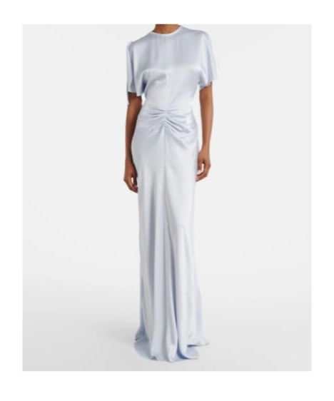 Victoria Beckham Gathered Satin Gown - White