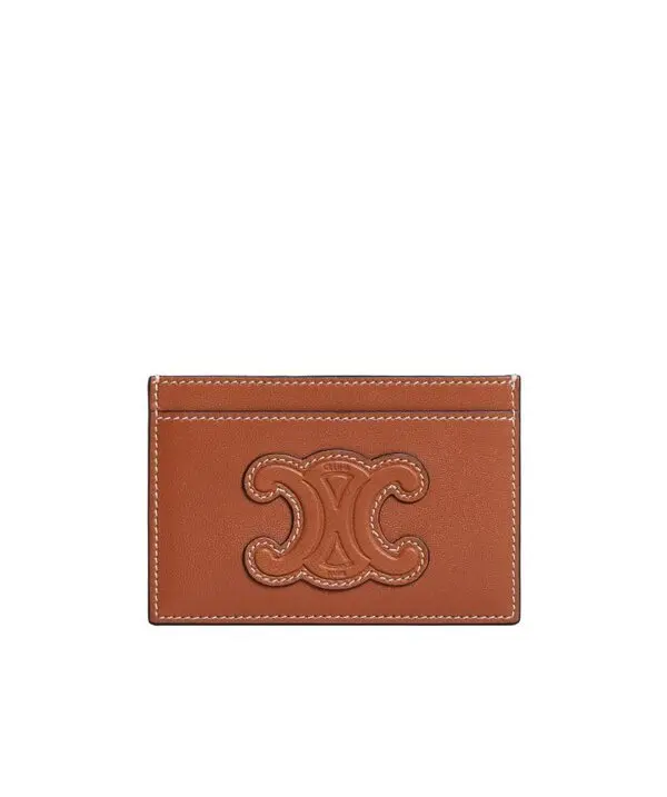 Celine Card Holder Cuir Triomphe In Smooth Lambskin - Brown
